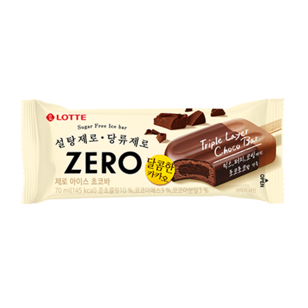 [Lotte] Zero Triple Chocolate Ice Cream Bar 70ml (Box of 24) – Budget Box