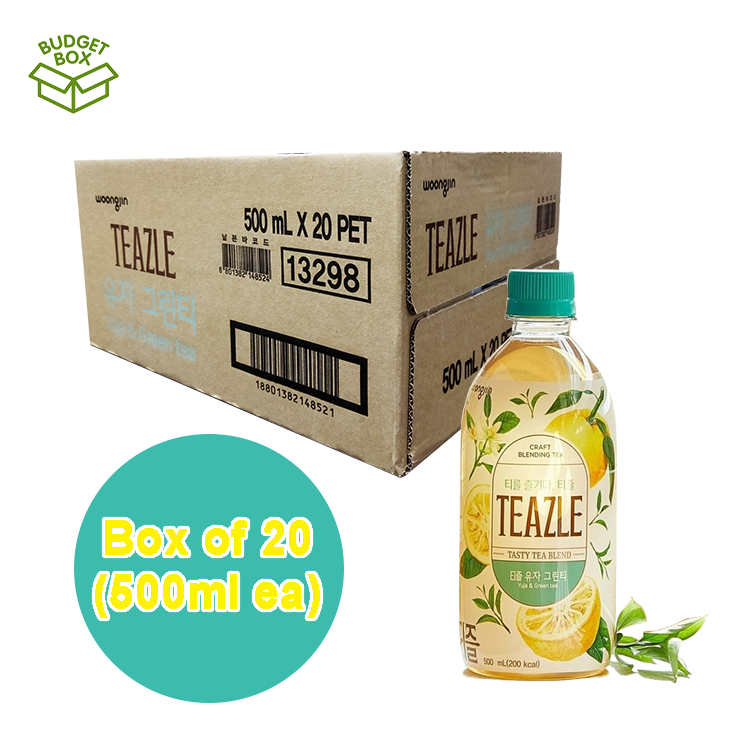 [Woongjin] Teazle Citron Green Tea 500ml (Box of 20) – Budget Box