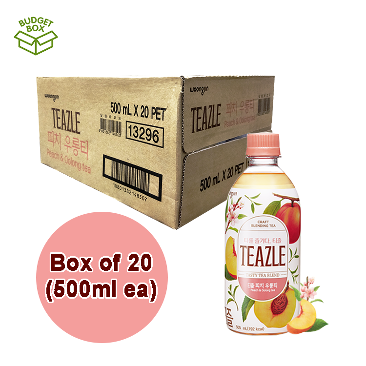 [Woongjin] Teazle Peach & Oolong Tea 500ml (Box of 20) – Budget Box